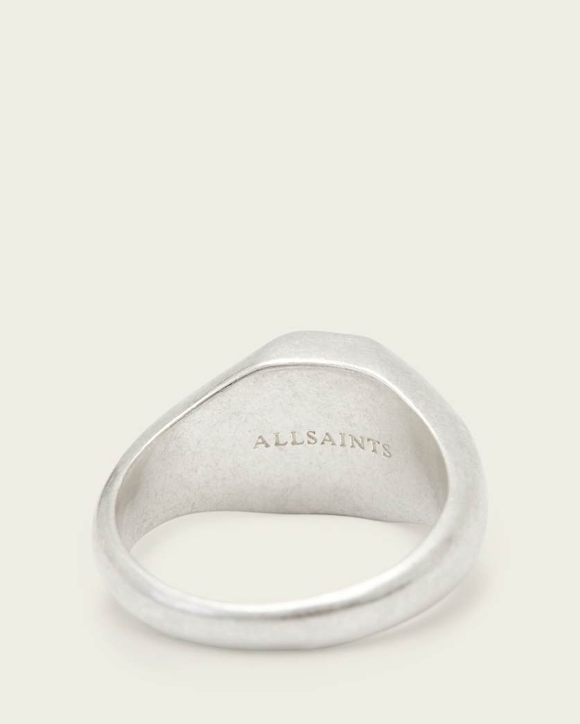 Jake Oval Textured Signet Ring WARM SILVER | ALLSAINTS